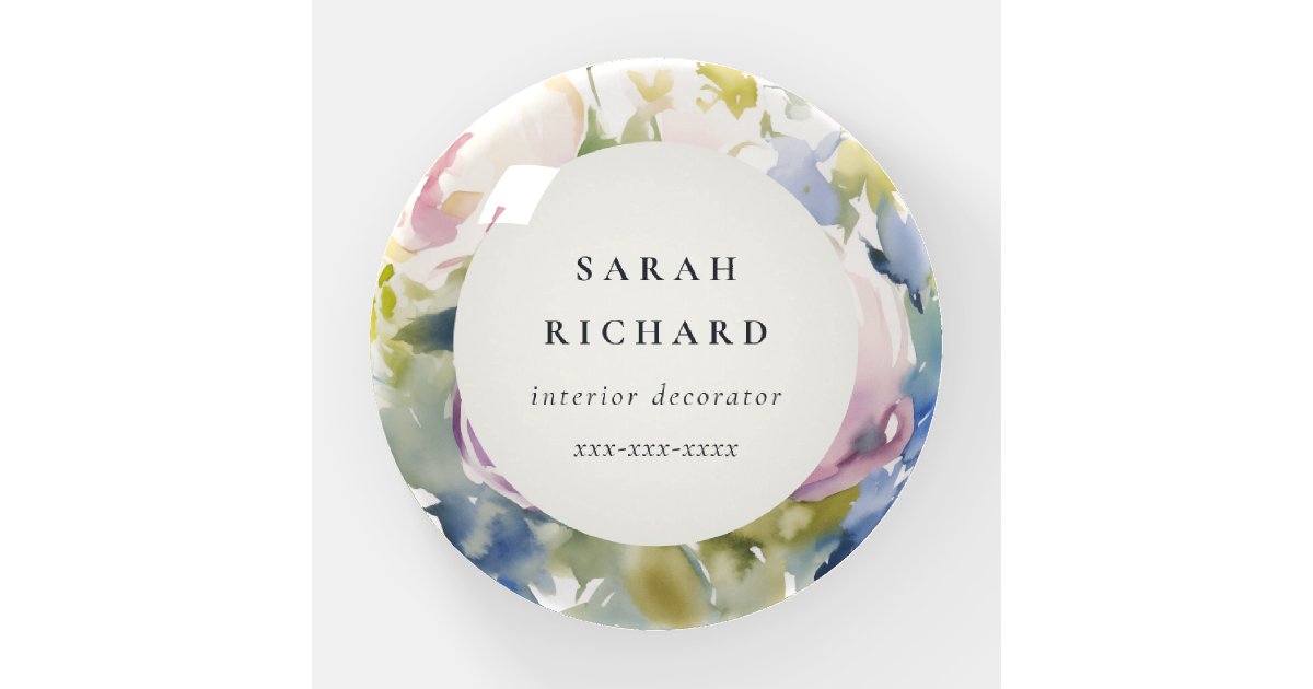 Blush Lilac Watercolor Rose Floral Bunch Business Paperweight | Zazzle