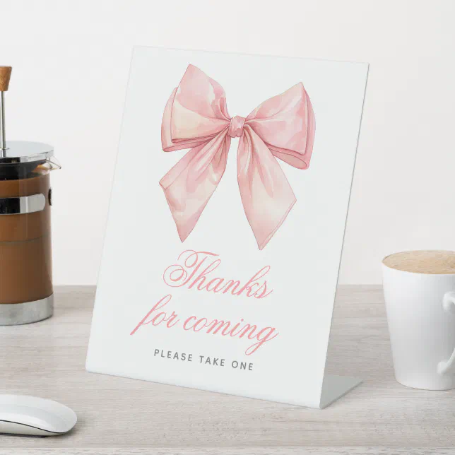 Blush Pink Bow Shower Thanks For Coming Sign | Zazzle