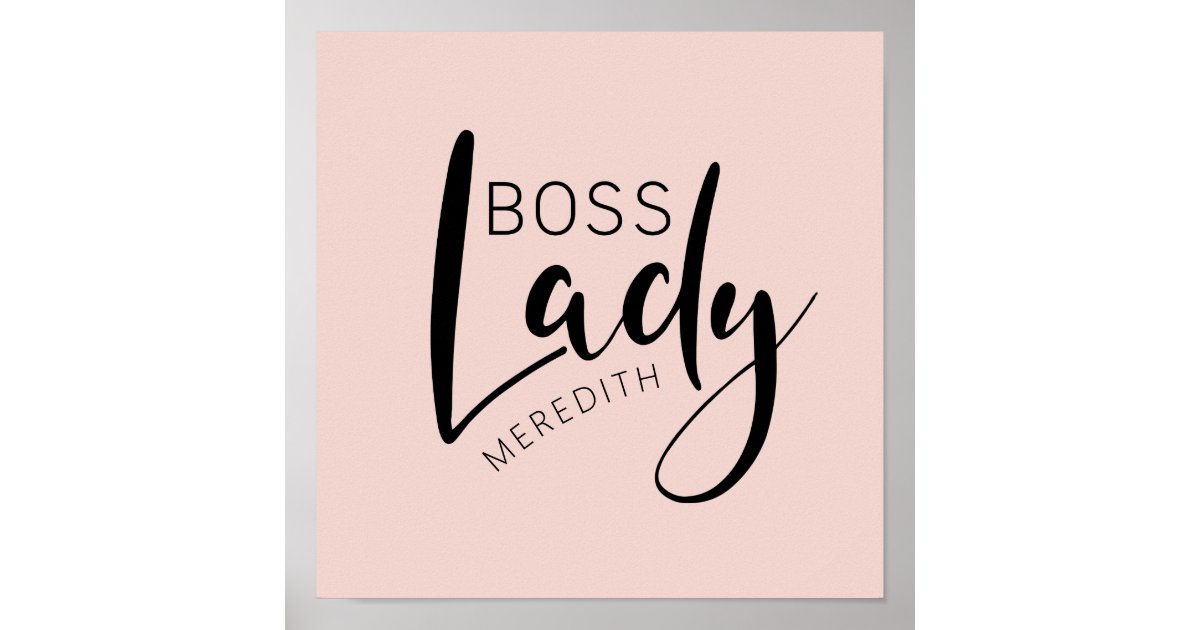 Blush Pink Personalised Boss Lady Logo Poster | Zazzle