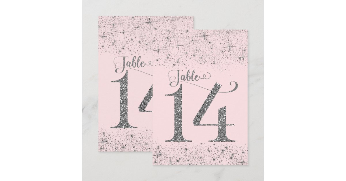 Blush Pink Silver Glitter Table Numbers Number 14 | Zazzle