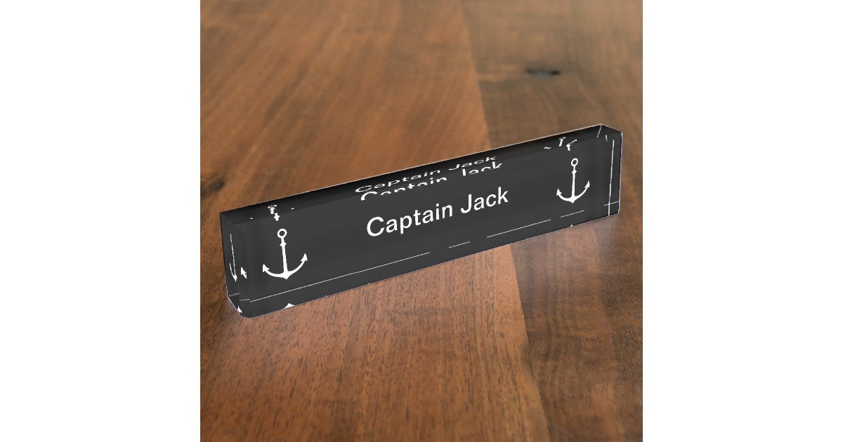 Boat Captain Desk Plaque Anchor Design Nameplate | Zazzle