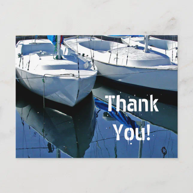 Boats in the Yacht Harbour Thank You Postcard | Zazzle