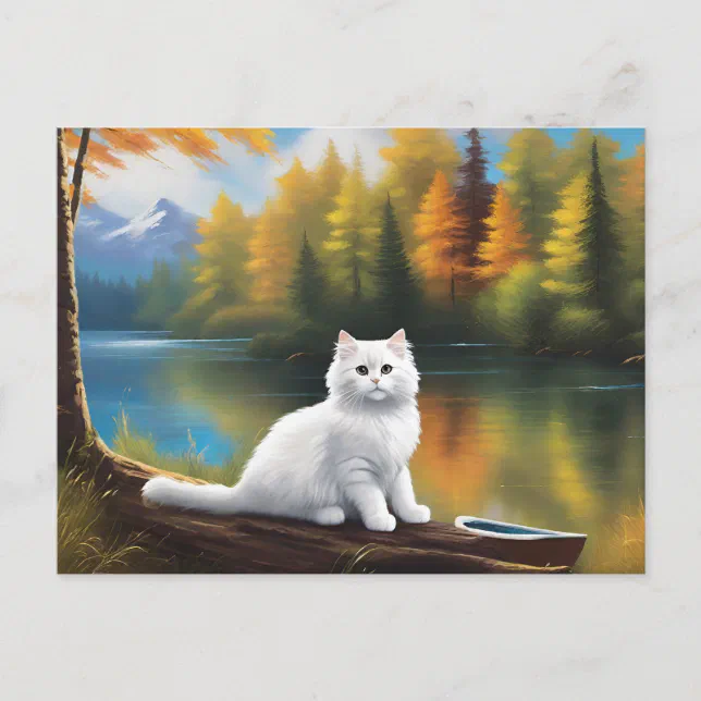 Bob Ross Style Cat Postcard | Zazzle