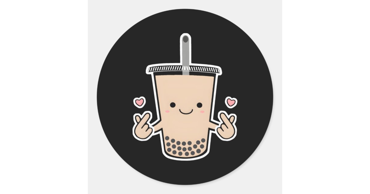 Boba K-Pop Bubble Milk Tea Korean Finger He Kpop Classic Round Sticker ...