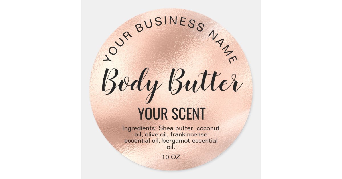 body butter gold blush pink classic round sticker | Zazzle