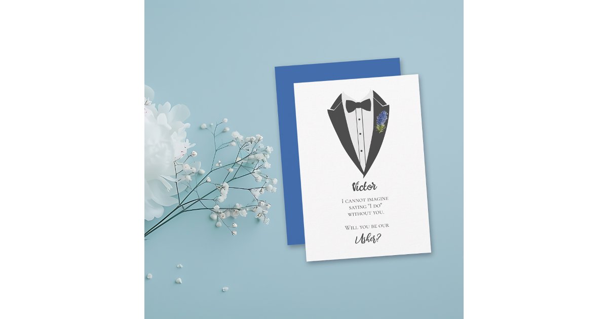 Bohemian Blue-Violet Usher Proposal Invitation | Zazzle