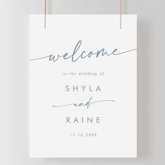 Boho Chic Slate Blue DIY Wedding Welcome Sign | Zazzle