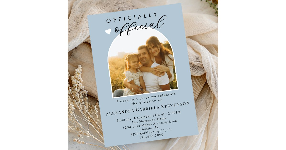 Boho Dusty Blue Official Adoption Day Celebration Invitation | Zazzle