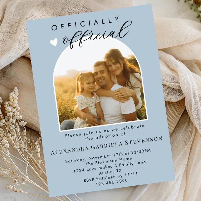Boho Dusty Blue Official Adoption Day Celebration Invitation | Zazzle