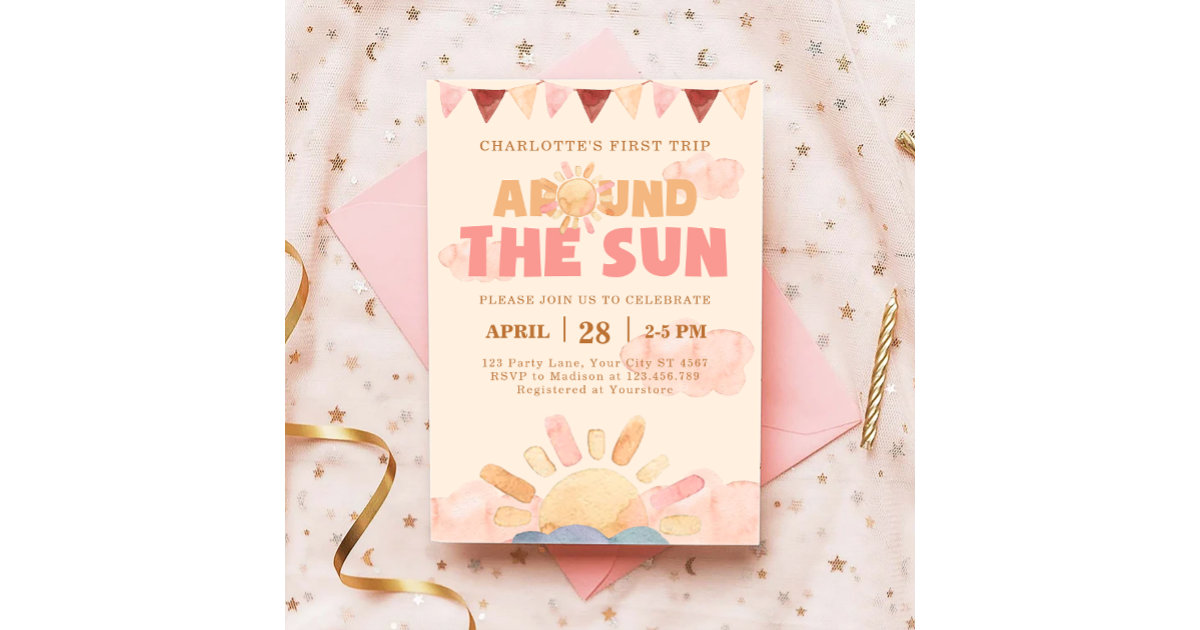 Boho First Trip Around The Sun 1st Birthday Party Invitation Zazzle