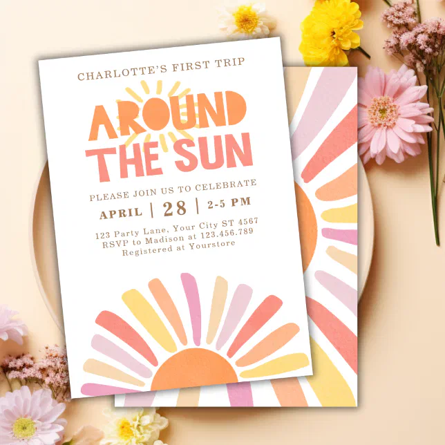 Boho First Trip Around The Sun 1st Birthday Party Invitation Zazzle