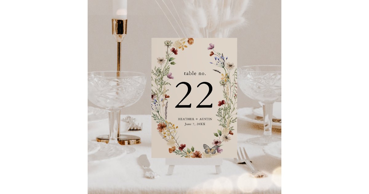 Boho Floral Table Number | Zazzle