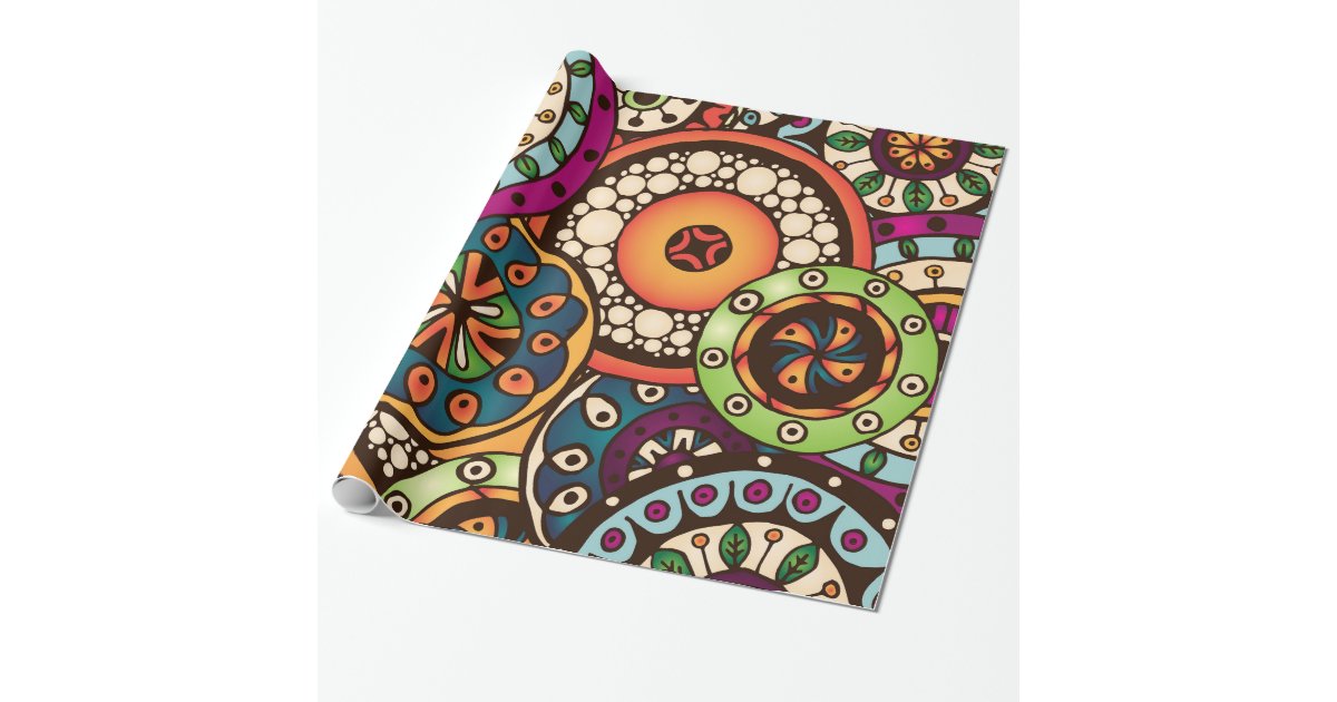 Boho Funky Trendy Retro Abstract Pattern Wrapping Paper | Zazzle