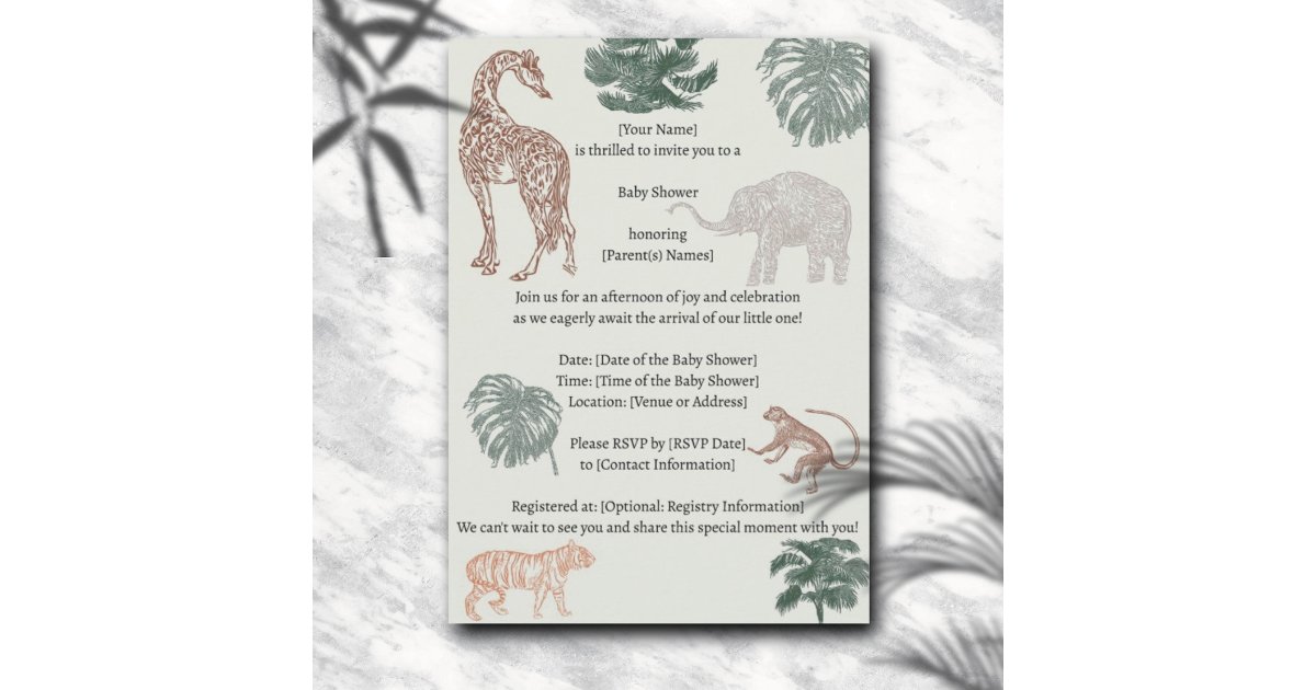 Boho Jungle Safari Baby Shower Invitation | Zazzle