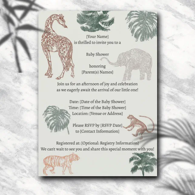 Boho Jungle Safari Baby Shower Invitation | Zazzle