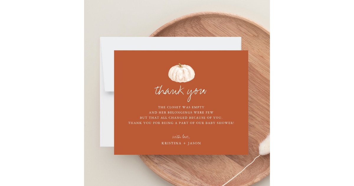 Boho Pumpkin Fall Baby Shower Thank You Cards | Zazzle
