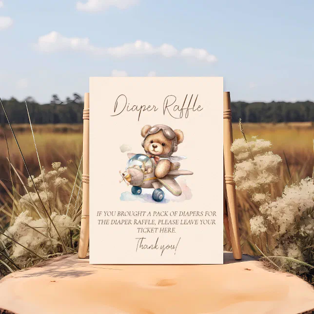 Boho Teddy bear We can bearly wait diaper raffle Poster | Zazzle