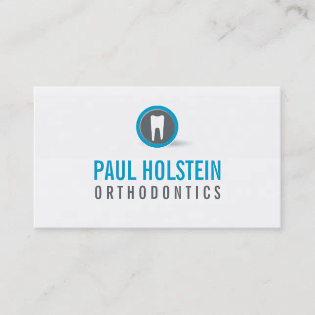 BOLD DENTIST pro dental modern tooth logo blue Business Card | Zazzle