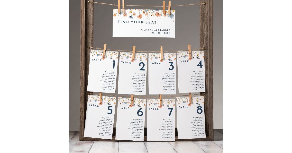 Bold Elegant Floral Hanging Seating Chart Card | Zazzle