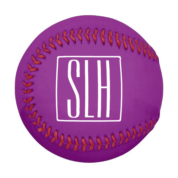 Bold Modern 3 Initials Monogram | White & Purple Baseball | Zazzle.co.uk