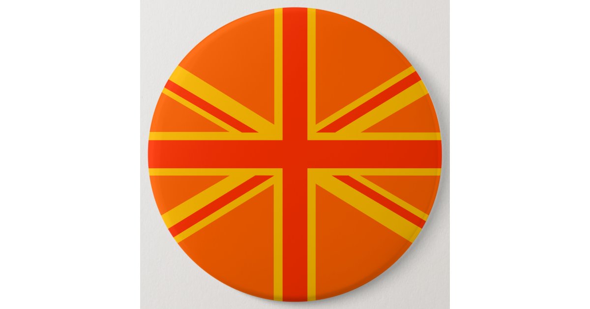 Bold Orange Union Jack British Flag Swag 6 Cm Round Badge | Zazzle