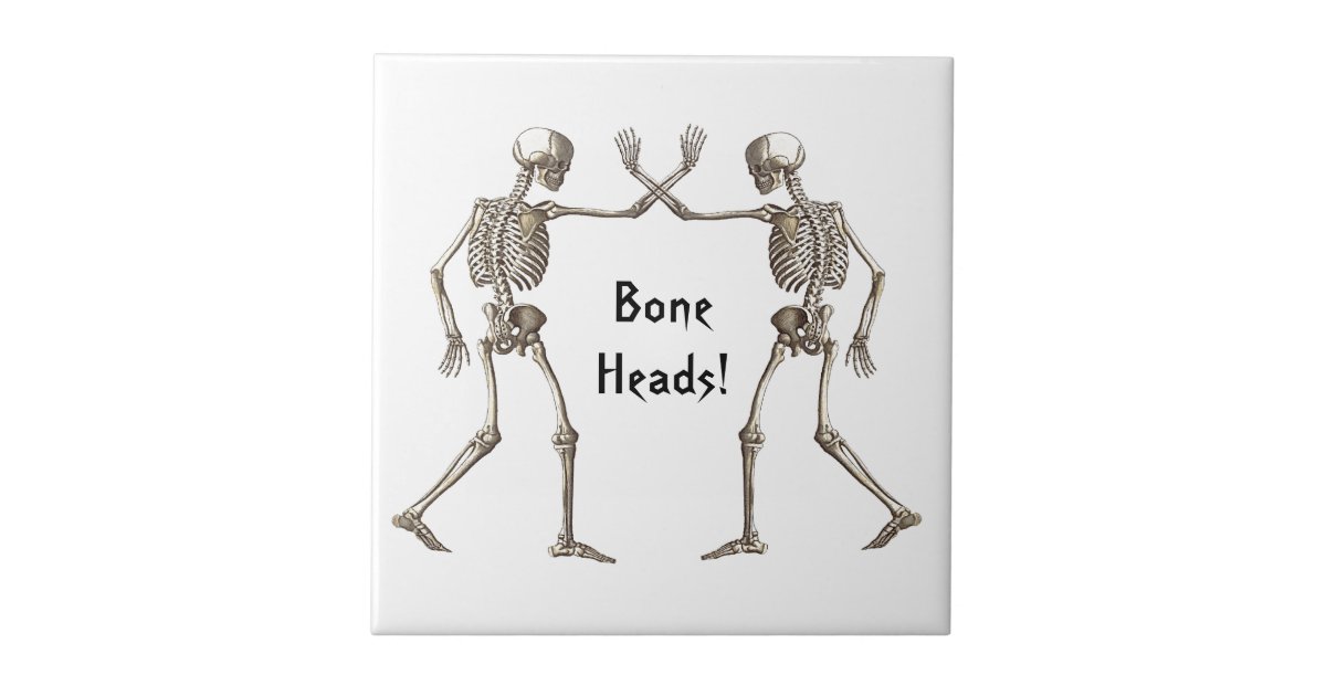Bone Heads Skeleton Halloween Tile | Zazzle