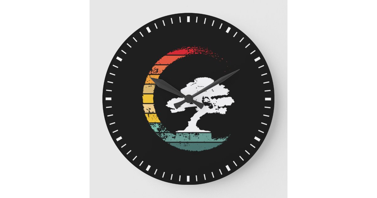Bonsai Tree Enso Circle Vintage Zen Calligraphy Large Clock | Zazzle