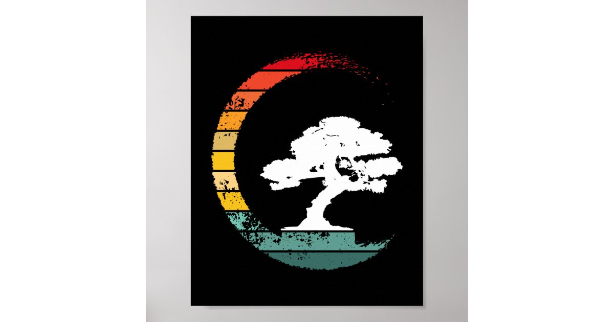 Bonsai Tree Enso Circle Vintage Zen Calligraphy Poster | Zazzle