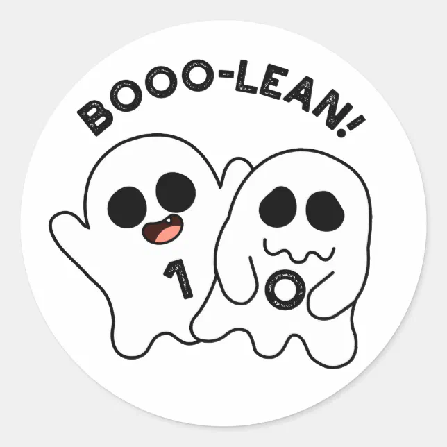 Boo-lean Funny Computer Ghost Boolean Pun Classic Round Sticker | Zazzle