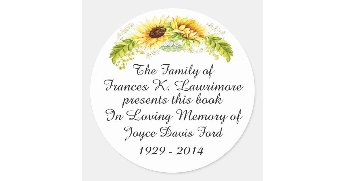 Book Plate In Memoriam Sticker | Zazzle