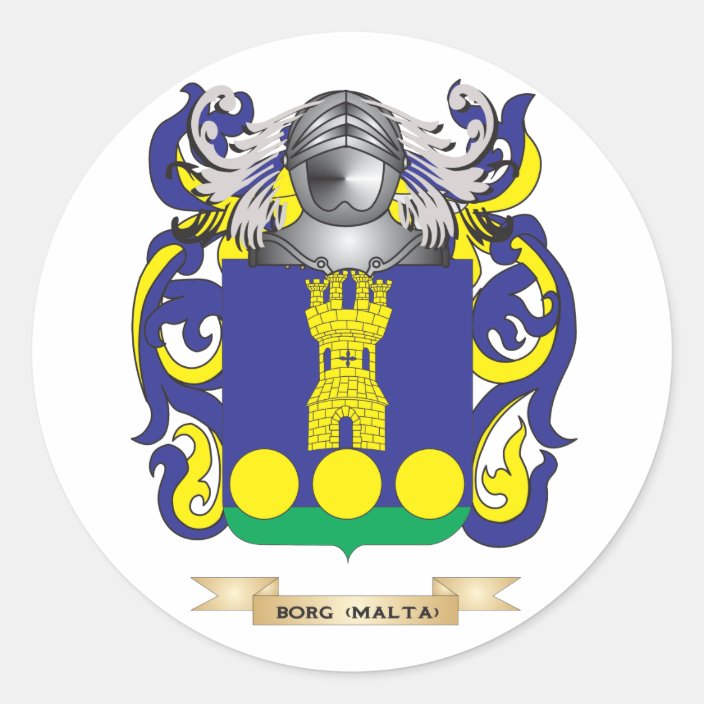 Borg-(Malta) Coat of Arms (Family Crest) Classic Round Sticker | Zazzle