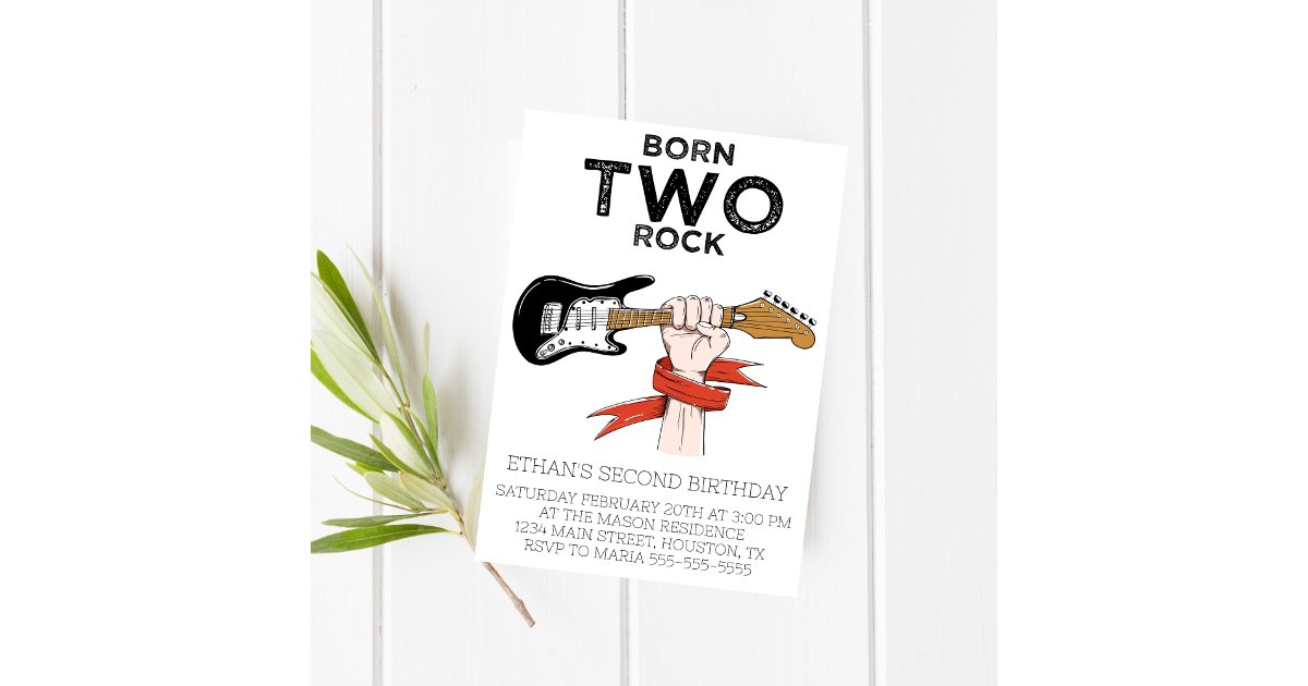 Born Two Rock Second Birthday Party Invitation | Zazzle