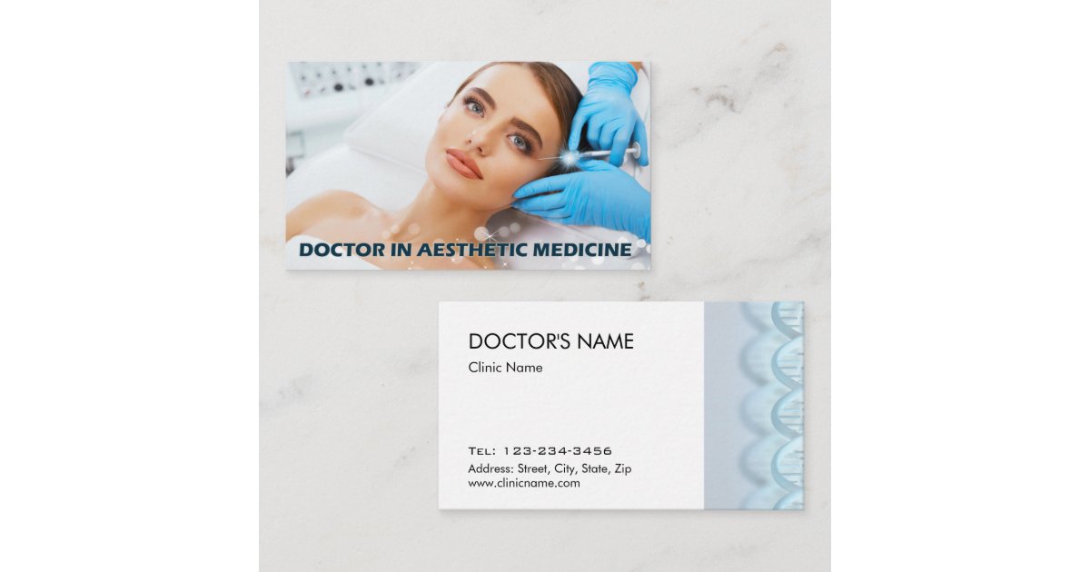 Botox injections around eyes by aesthetic doctor business card | Zazzle