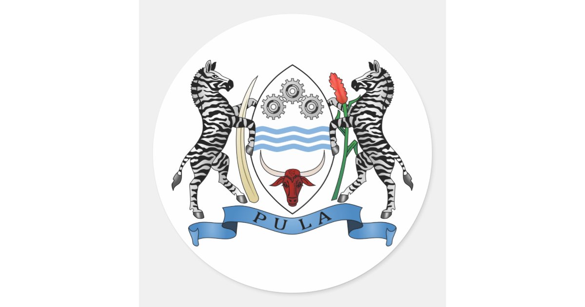 Botswana Coat of Arms Classic Round Sticker | Zazzle