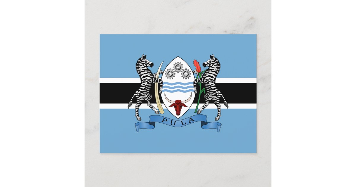 Botswana Coat of Arms/ Flag Postcard | Zazzle