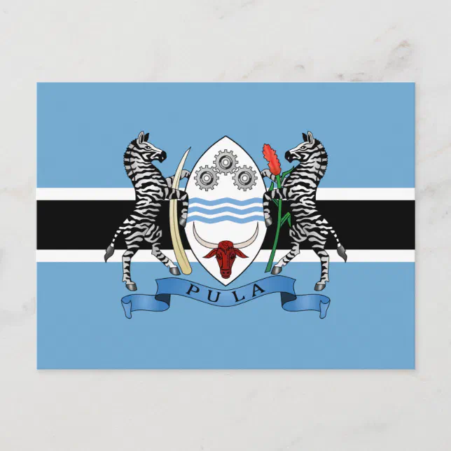 Botswana Coat of Arms/ Flag Postcard | Zazzle