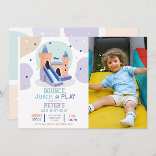 Bouncy Castle Birthday Photo Jump Bounce House Invitation | Zazzle