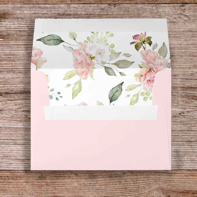 Bountiful Roses | Elegant Pink Floral Baptism Envelope | Zazzle