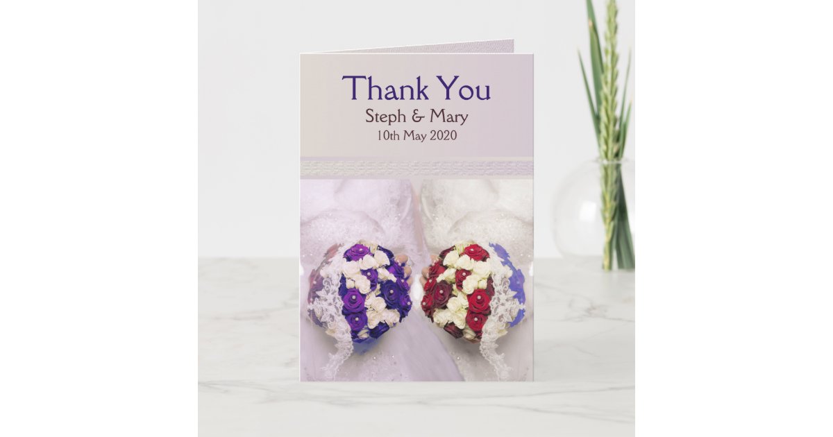 Bouquet Brides Card Lesbian Wedding Thank You Uk
