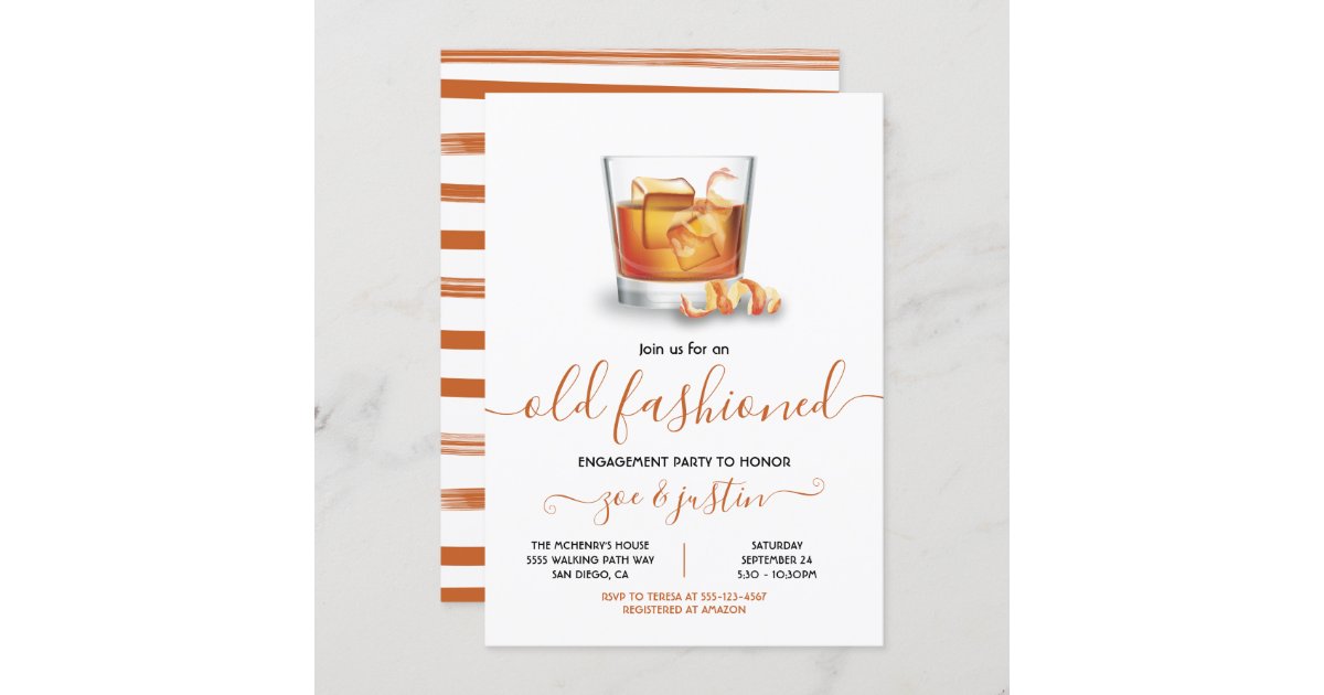 Bourbon Old Fashioned Party Invitation | Zazzle