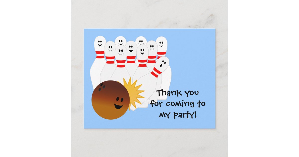 Bowling Party Thank You Postcard | Zazzle