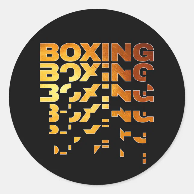 Boxing Boxer Graphic Word Art Classic Round Sticker | Zazzle