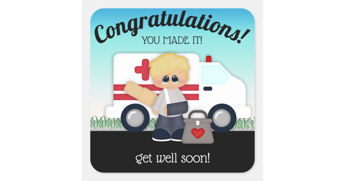 Boy Broken Arm Get Well Soon Sticker | Zazzle