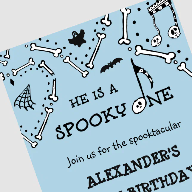 Boy Skull Spooky one Halloween 1st birthday Invitation | Zazzle