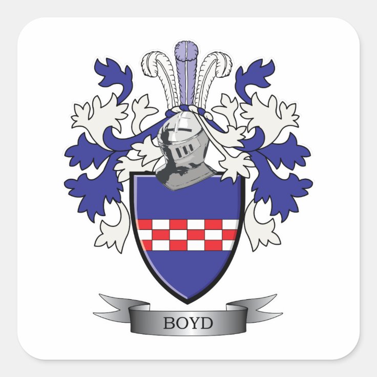 Boyd Family Crest Coat of Arms Square Sticker | Zazzle