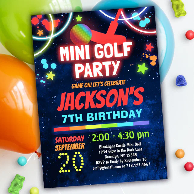 Boys Mini Golf Birthday Party Invitation | Zazzle