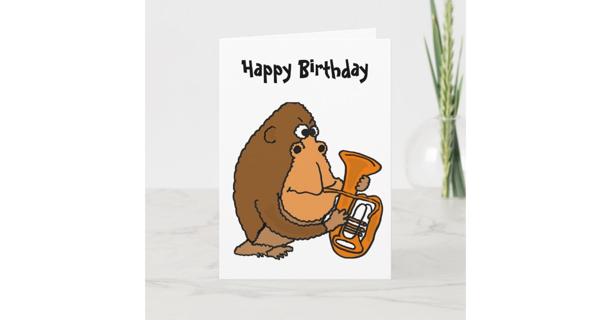 BR- Gorilla Playing Tuba Birthday Card | Zazzle