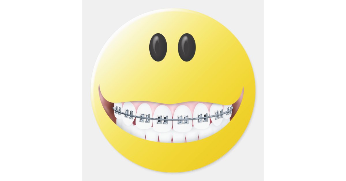 Braces Face Classic Round Sticker | Zazzle
