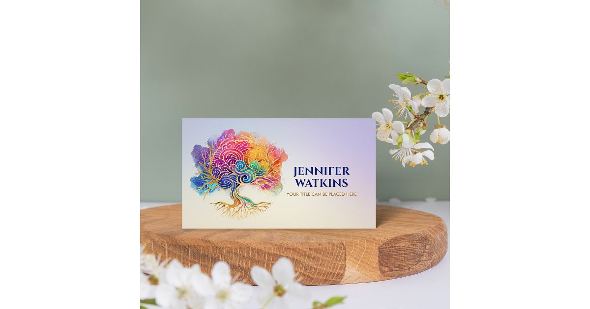 Brain Tree of life - Colourful Flow Business Card | Zazzle