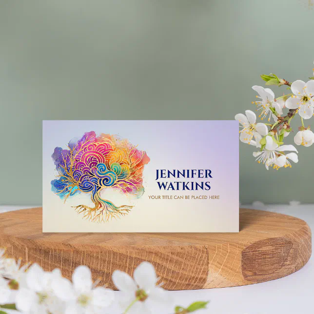 Brain Tree of life - Colourful Flow Business Card | Zazzle